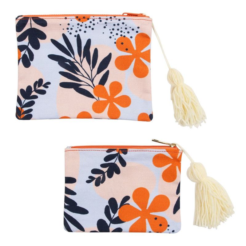 Buy IRO Single Zip Orange Floral Pouch Set Online