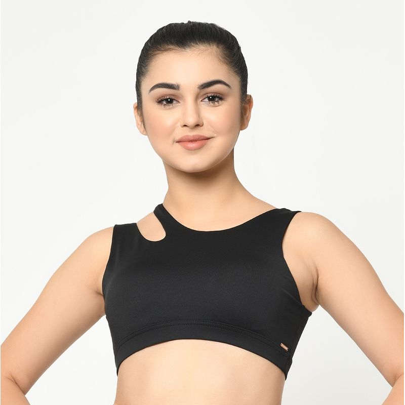 Buy Da Intimo Medium Impact Cross Styled Sports Bra - Black Online