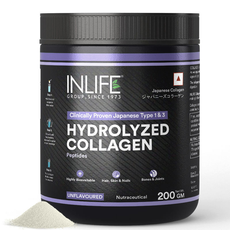 Buy Inlife Japanese Hydrolyzed Collagen Peptides Powder - Unflavoured ...