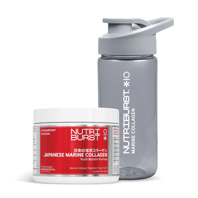Buy Nutriburst Japanese Marine Collagen Powder with Bottle - Strawberry ...