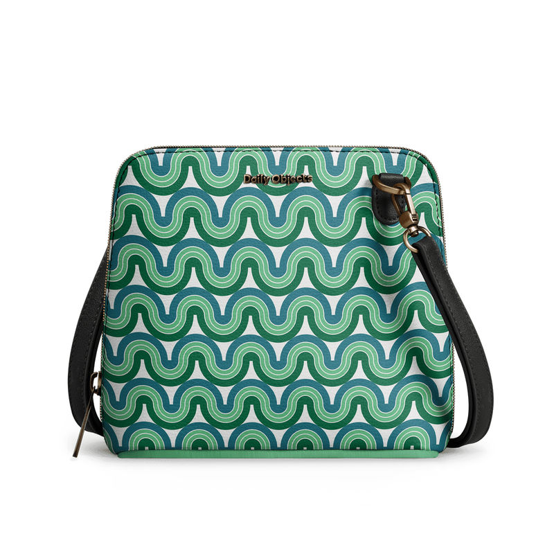 Buy DailyObjects Wavey Green Trapeze Crossbody Bag Online