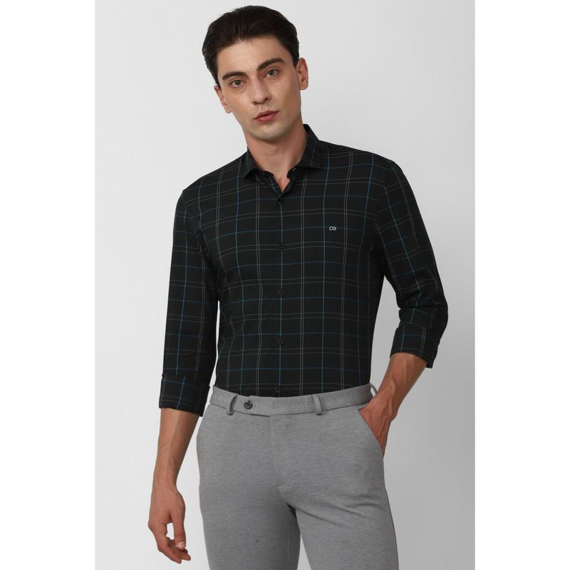 Buy Peter England Men Black Super Slim Fit Formal Full Sleeves Formal ...