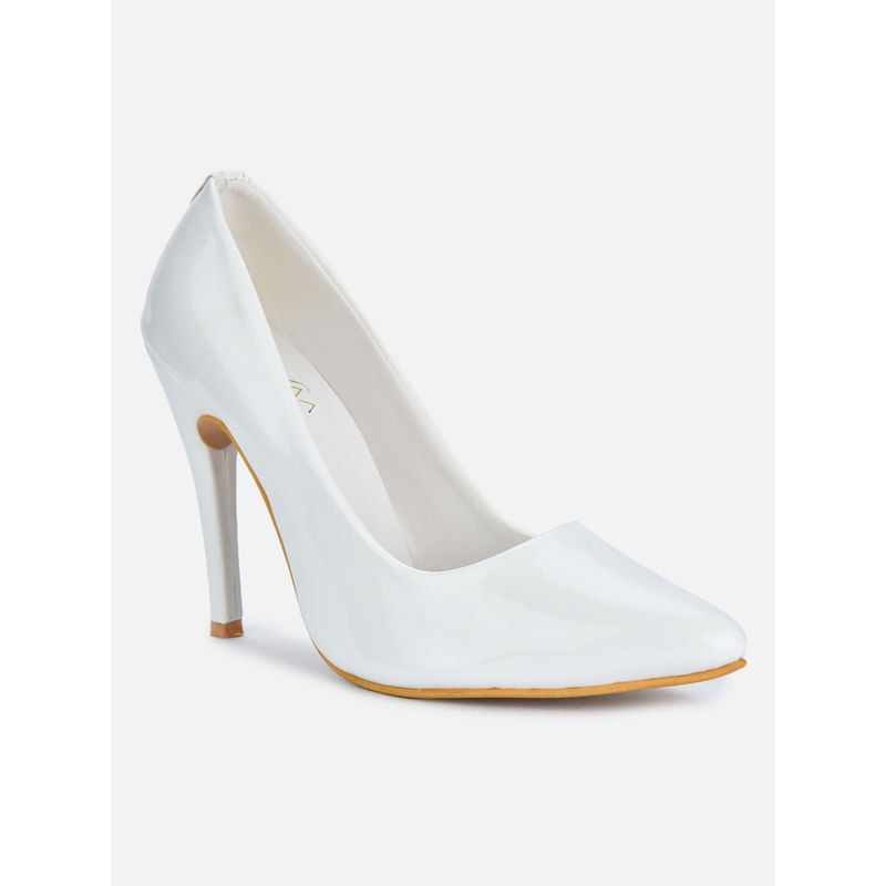 Buy VALIOSAA White Solid-Plain Heels Online