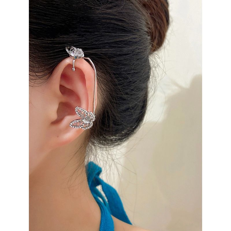 Buy Yellow Chimes Silver Butterfly Shape Ear Cuff Earrings Online