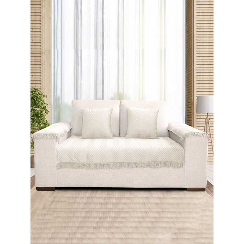 Buy Saral Home Chevron Sofa Cover Set Beige Online