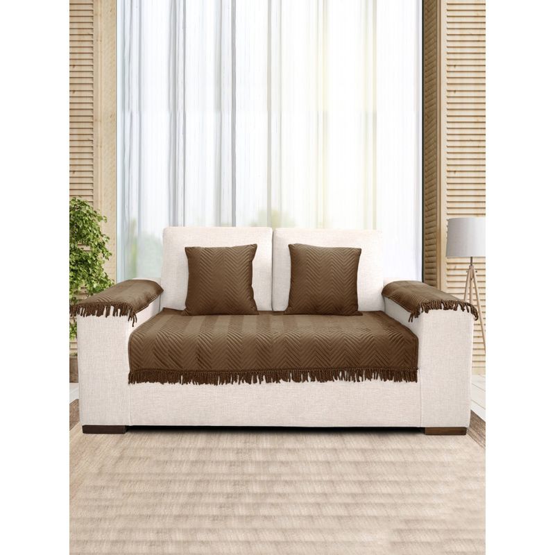 Buy Saral Home Chevron Sofa Cover Set Brown Online