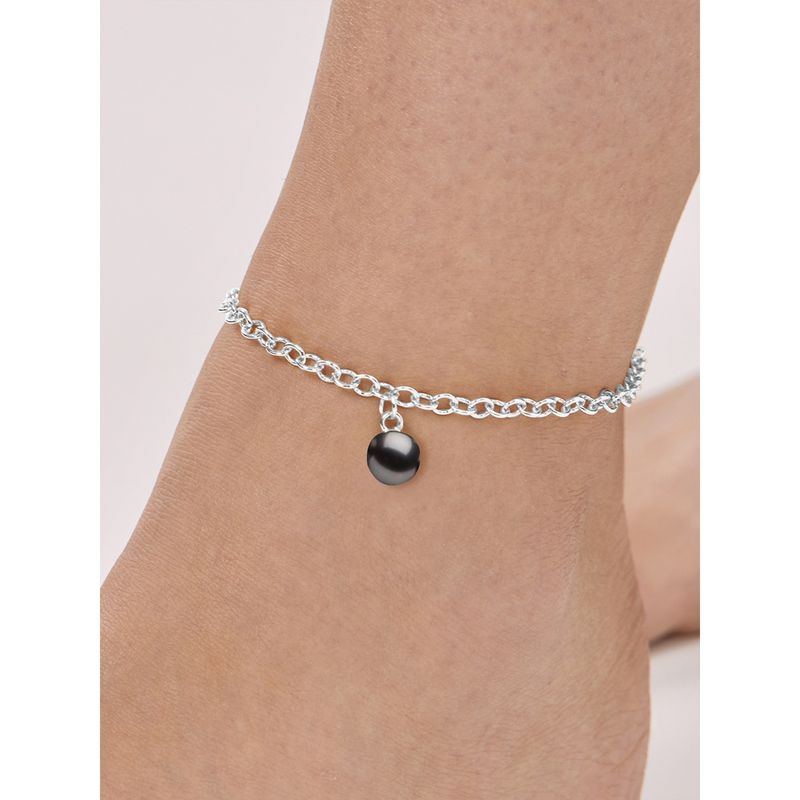Buy MINUTIAE Silver-Plated Motif Chain Medium Anklet for Womens Online