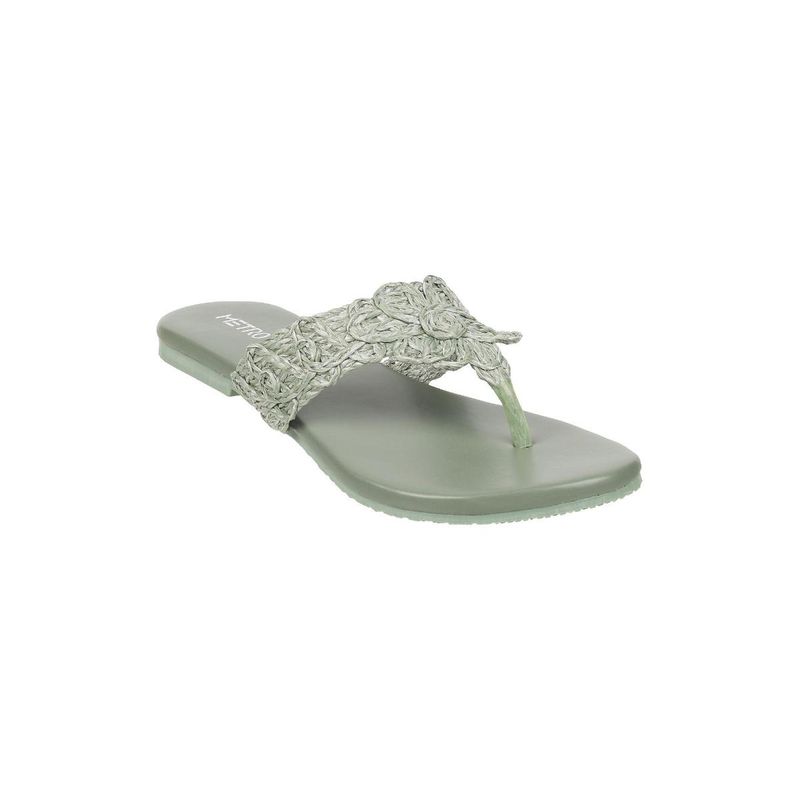 Buy Metro Womens Green Flat Chappals Online