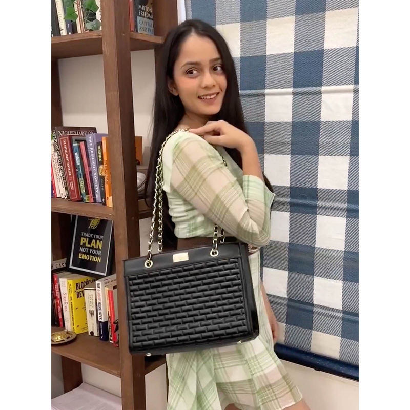 Buy Inkmilan Black Modern Muse Textured Handbag Online