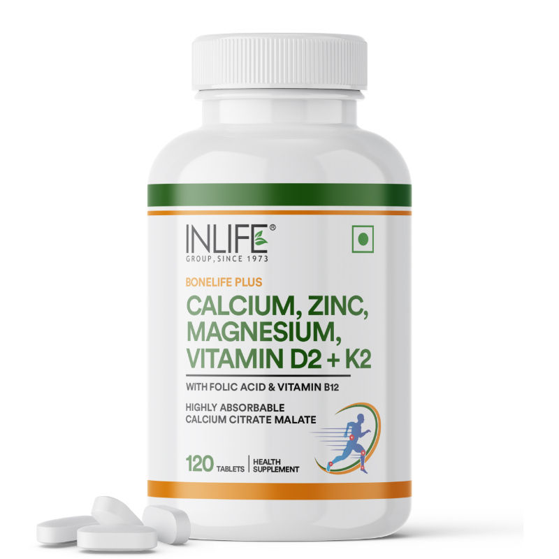 Buy Inlife Calcium Magnesium Zinc Vitamin D B12 With K2 & Folic Acid ...