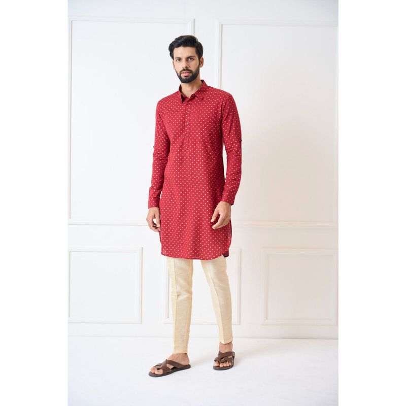 Buy See Designs Men Maroon Regular Pure Cotton Pathani Kurta Online