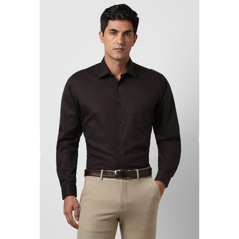 Buy Van Heusen Men Brown Regular Fit Check Full Sleeves Wedding Shirt ...