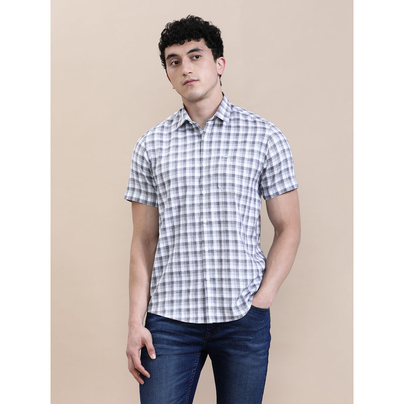 Buy Crocodile Mens White Collar Crisp Checks Half Sleeve Casual Shirt ...