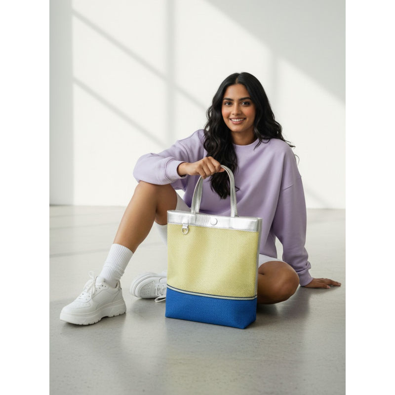 Buy ETCETERA Ooo Tote - Nimbu Soda Silver Tote Bag Online
