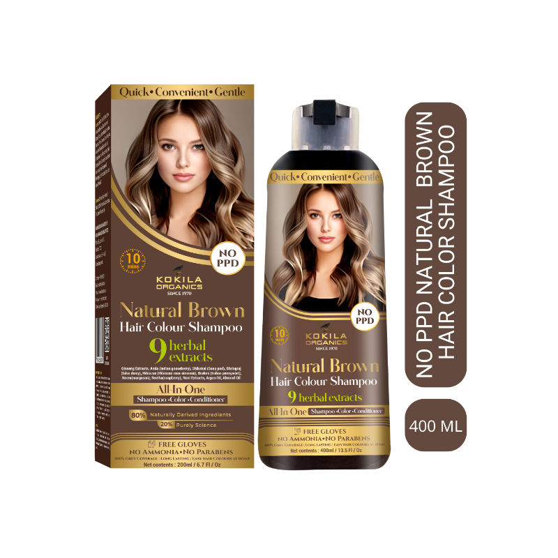 Buy KOKILA NO PPD Hair Color Shampoo - Natural Brown Online