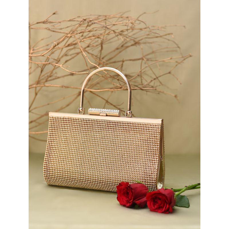 Buy Haute Sauce Pu Gold-toned Embellished Purse Clutch Online