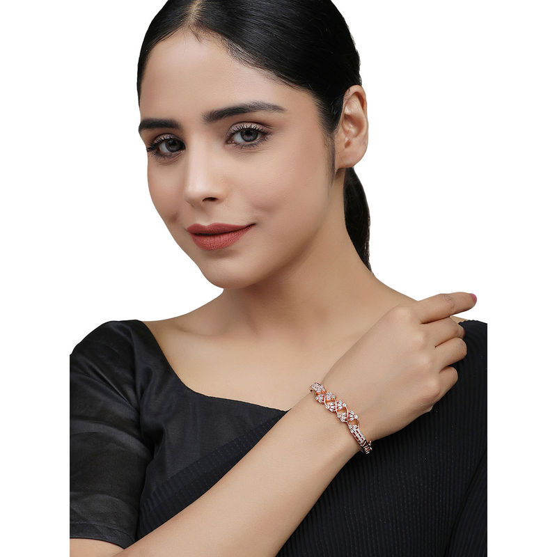 Buy Anika's Creations Trendy Gold Plated American Diamond Floral ...