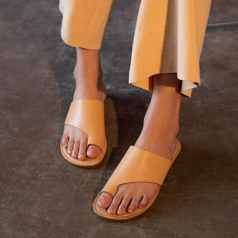 Buy Vanilla Moon Women Tan One Toe Flats Online