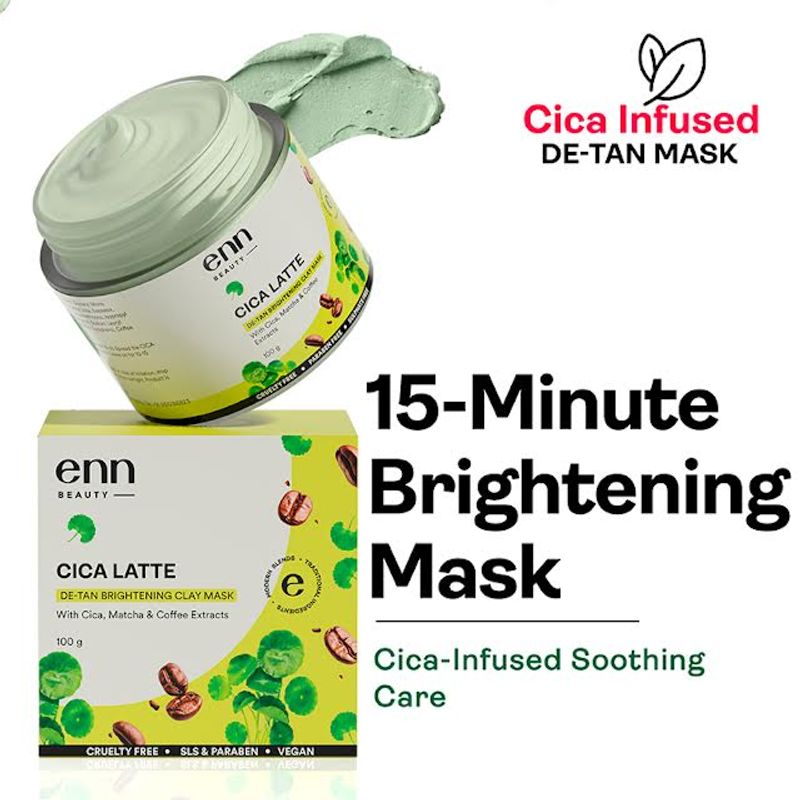 Buy ENN Cica Latte De-Tan Clay Mask with Matcha, Coffee & Cica for Brightening & Oil Control Online