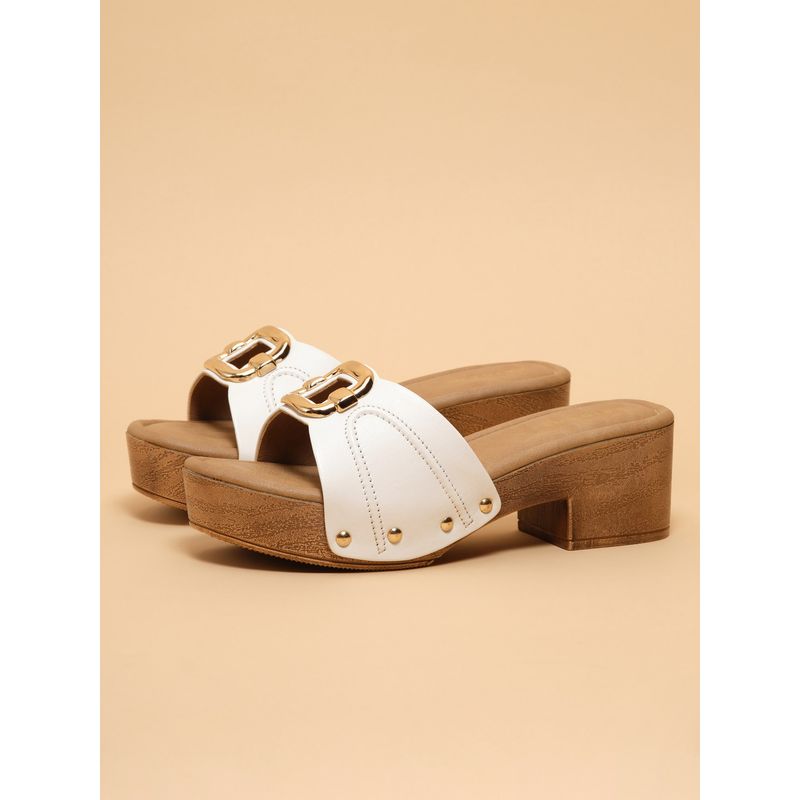 Buy Eridani Women Vivenne White Embellished Sandal Heels Online