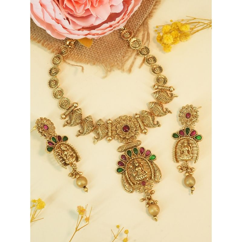Buy GRIIHAM Multi-Color Gold-Plated Cubic Zirconia-Studded Antique ...