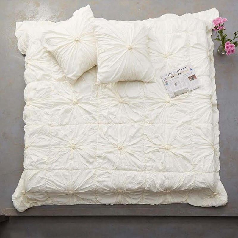 Buy Belleven Smocked Cotton Quilt Set- Ivory Online
