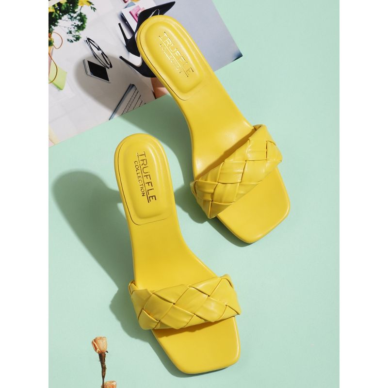 Buy Truffle Collection Yellow Braided Heels Online