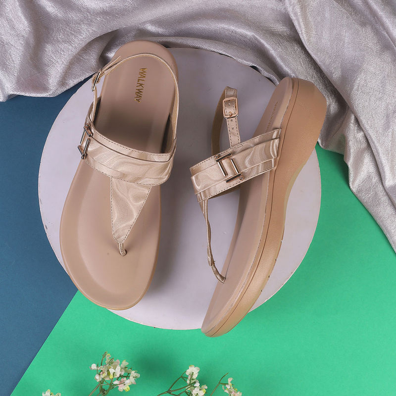 Buy Walkway Beige Synthetic Sandals Online