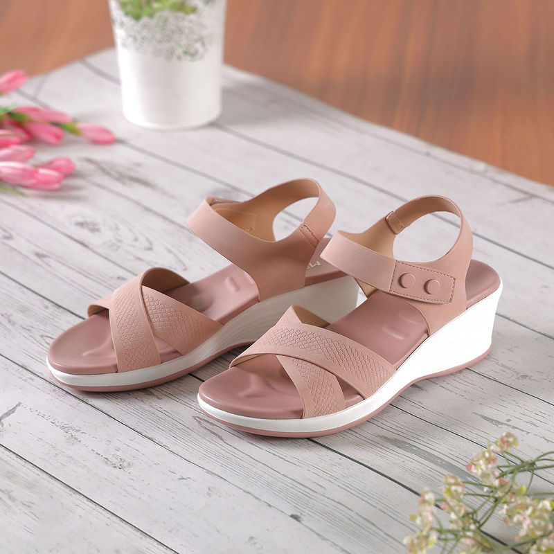 Buy Metro Peach Synthetic Heels Online