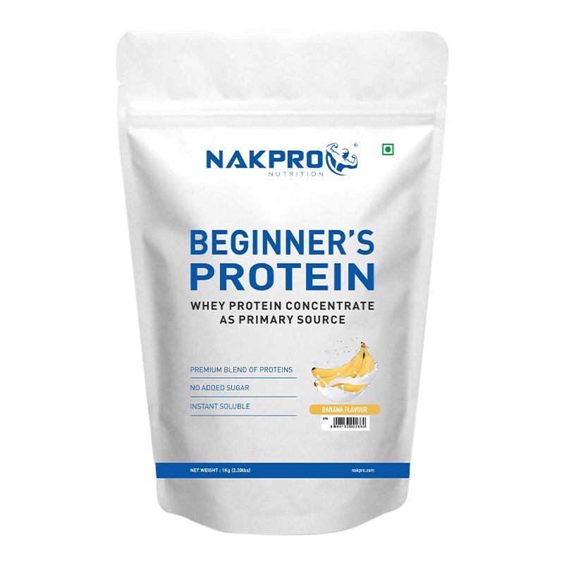 NAKPRO Beginner's Whey Protein Concentrate Supplement Powder - Banana ...
