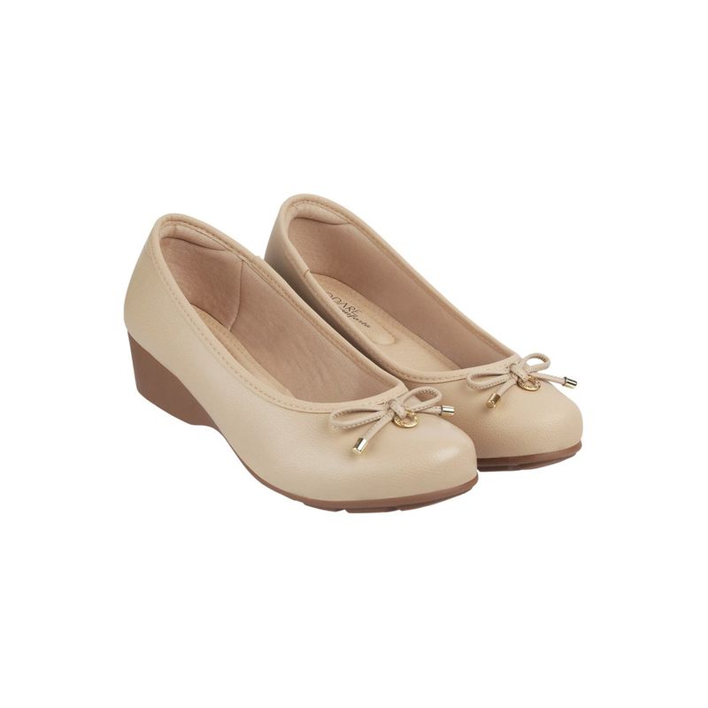 Buy MODARE Solid Beige Ballerinas Online