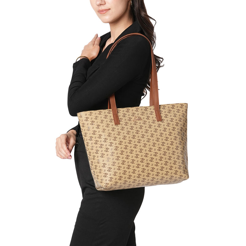 Buy Lavie Womens Beige Mono Ll Adele Tote Bag (L) Online