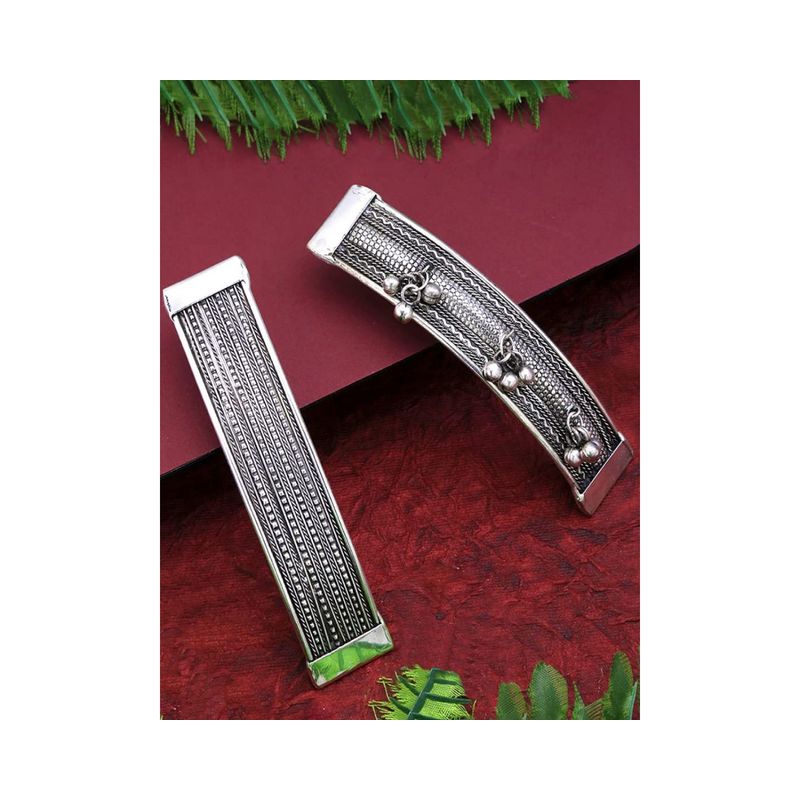 Buy Yellow Chimes Women Silver Oxidized French Barrettes Hair Clips ...