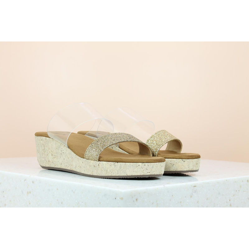 Buy Inc.5 High Heel Fashion Ant Gold Mules Online