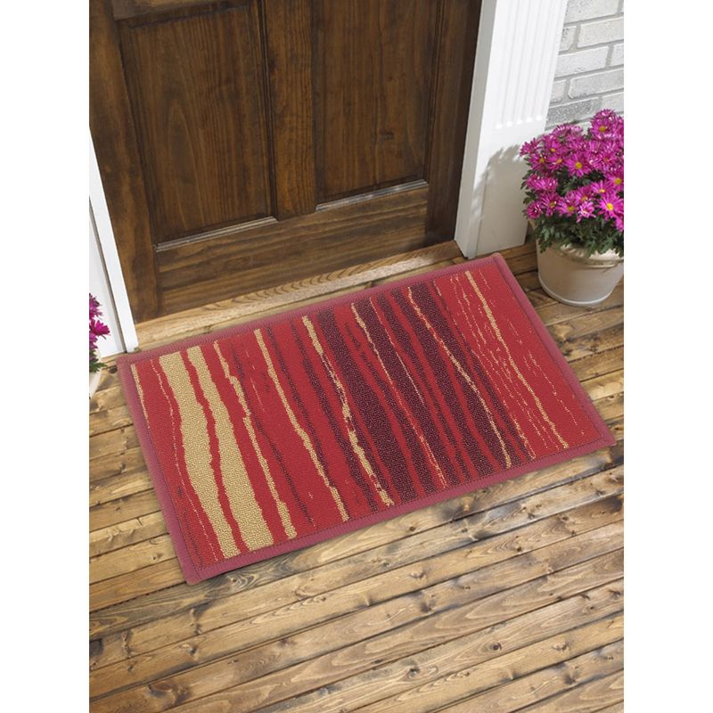 Buy BIANCA Highly Durable Anti Slip Red Stripes Door Mat Online