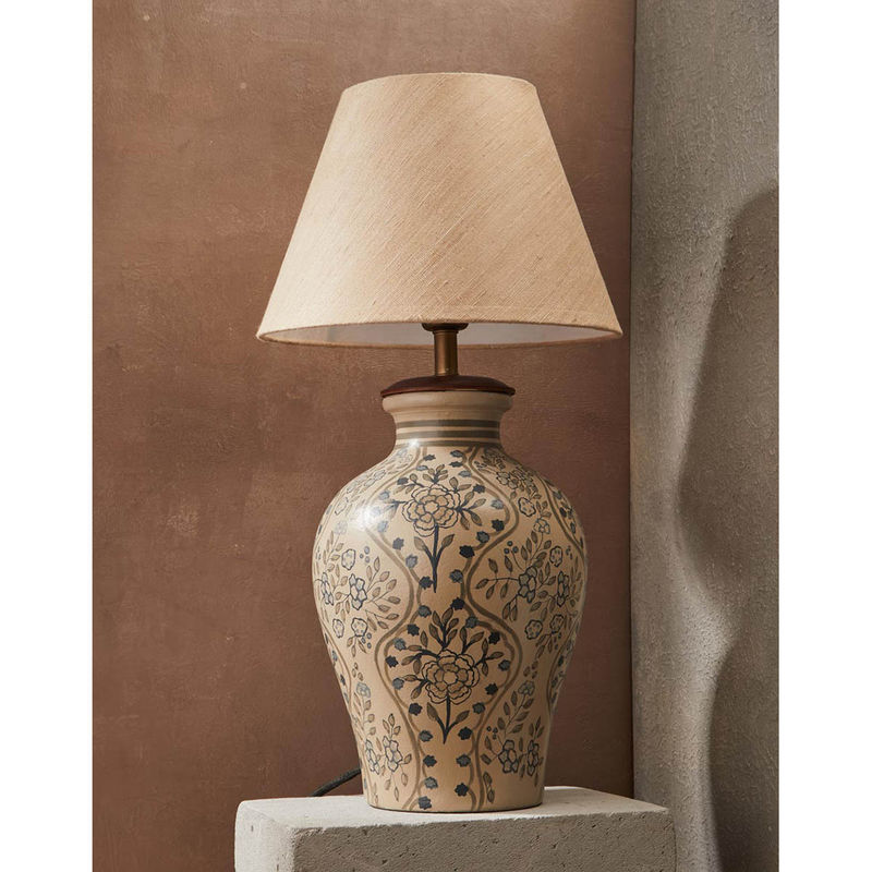 Buy Fabindia White Avin Ceramic Table Lamp Without Shade Online