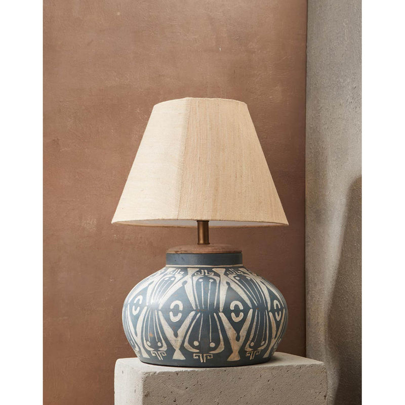Buy Fabindia Blue Lokya Ceramic Table Lamp Without Shade Online