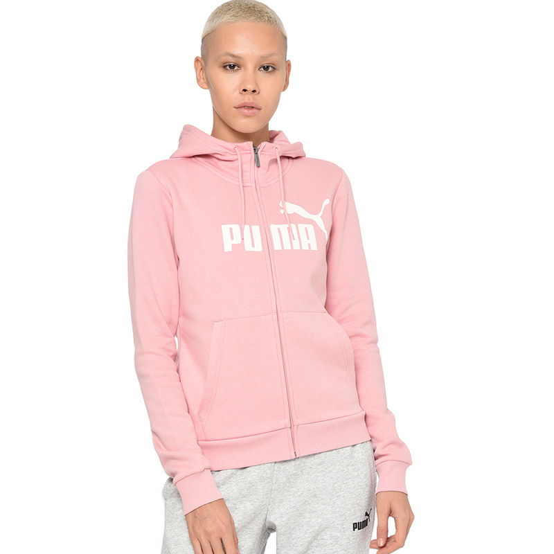 Buy Puma Ess Logo Hooded Jacket Fl - Pink Online