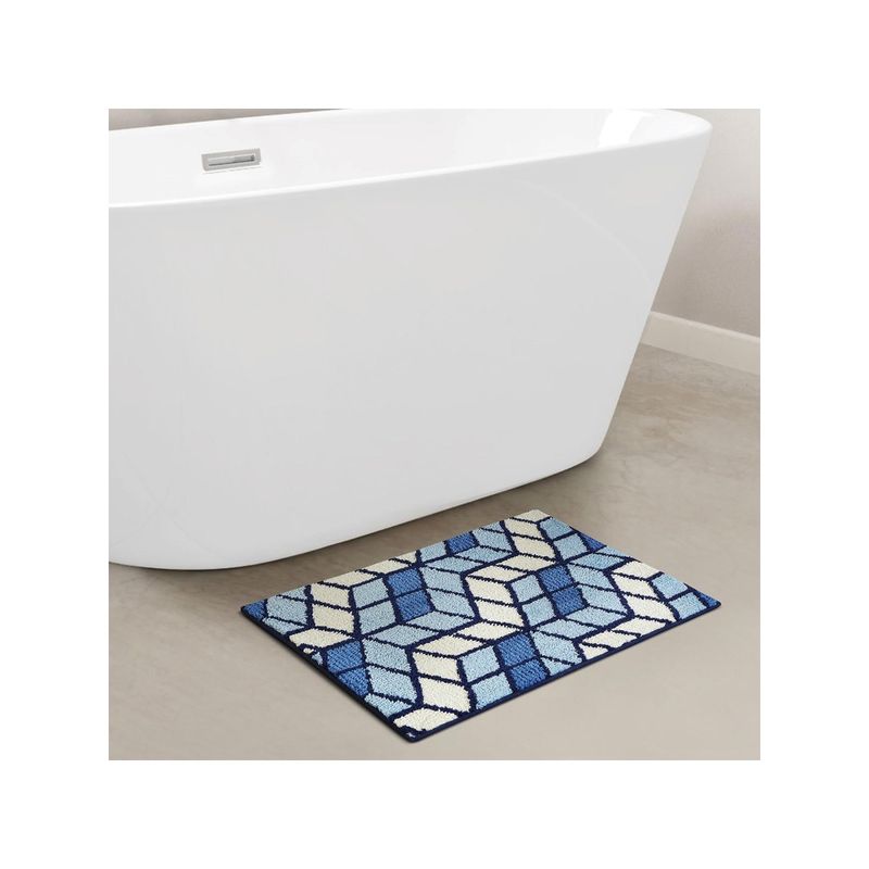 Buy OBSESSIONS Super Absorbent Anti-Skid Polyester Bath Mat Blue Online