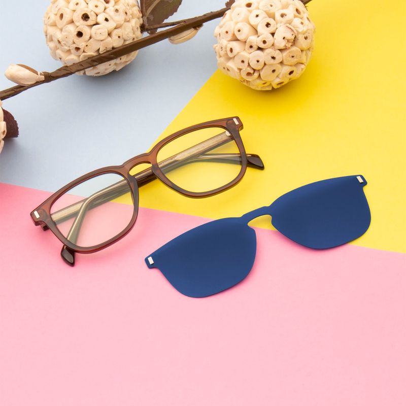 Buy TED SMITH Unisex Brown-Bue Wayfarer Acetate Frames Clip On Sunglass ...