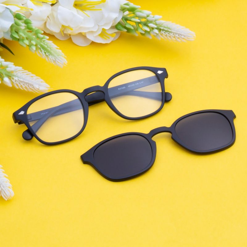 Buy TED SMITH Unisex Black Square Frames Clip On Sunglass With ...