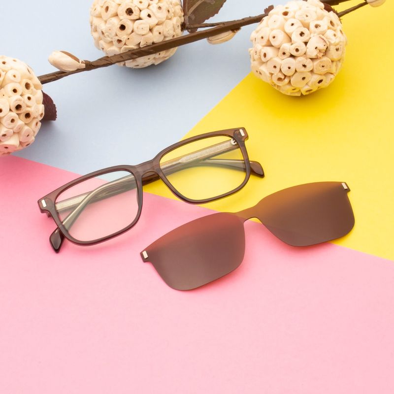 Buy TED SMITH Unisex Brown Wayfarer Acetate Frames Clip On Sunglass ...