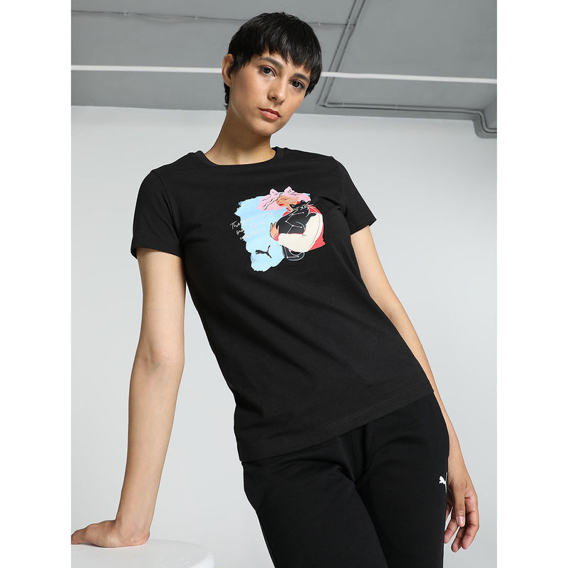 Buy Puma Printed Positive Vibe Womens Black T-Shirt Online