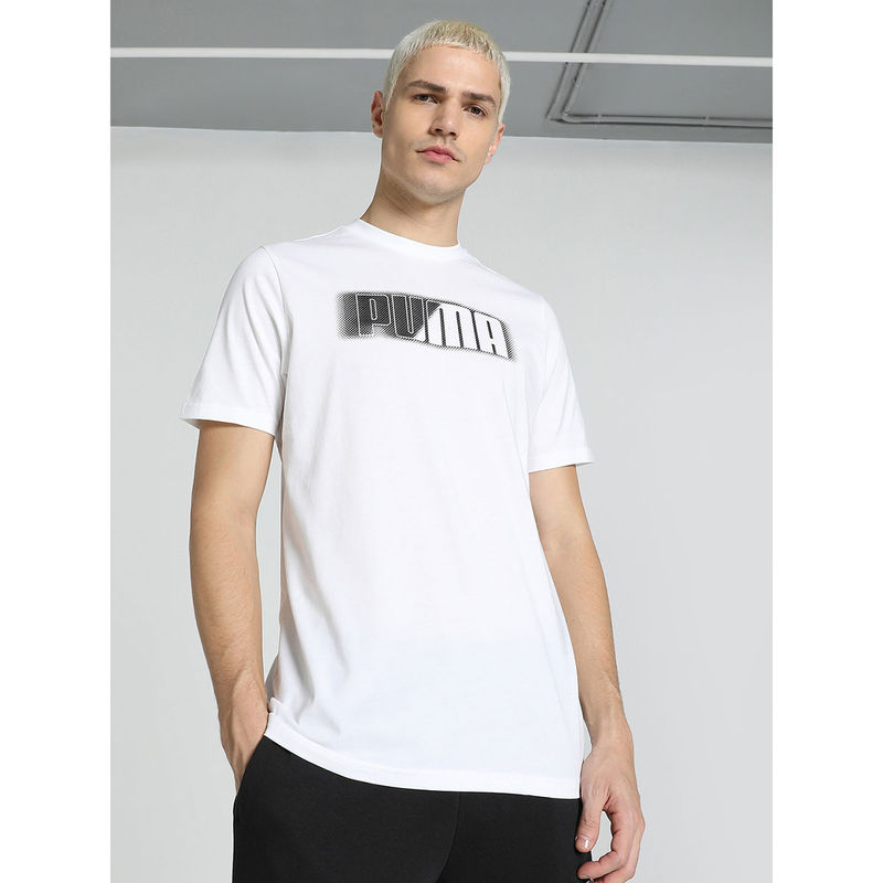 Buy Puma Graphics Wording Mens White T-Shirt Online