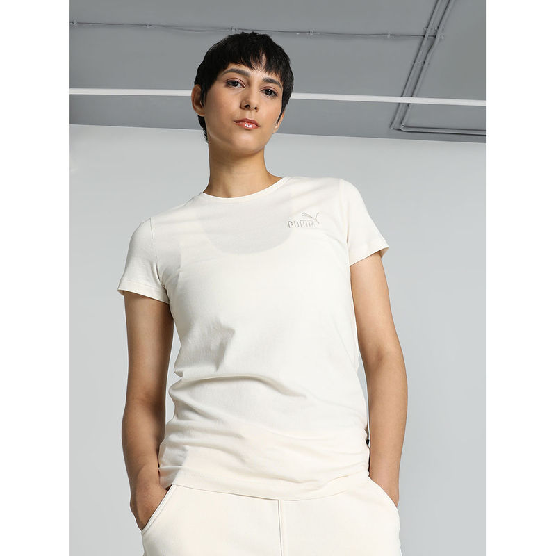 Buy Puma Essentials Solid Womens Off-White T-Shirt Online