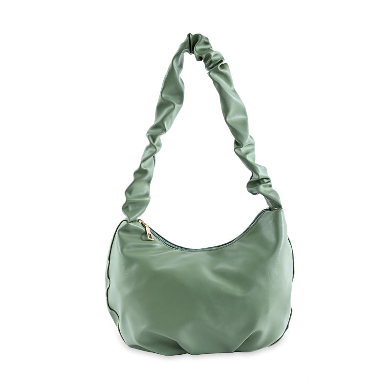Buy NUFA Soft Pleated Green Shoulder Bag Online