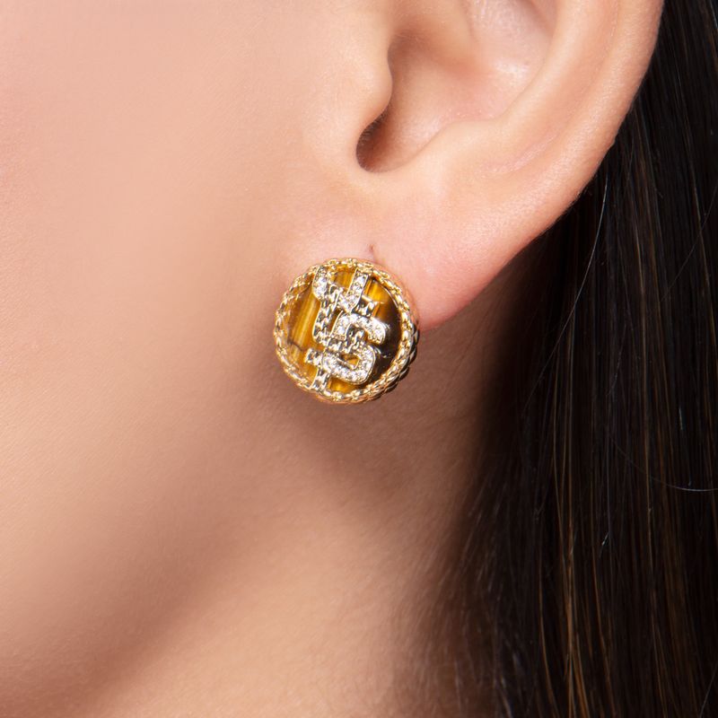 Buy Just Cavalli Gold Linea Logo 4 Earrings Online
