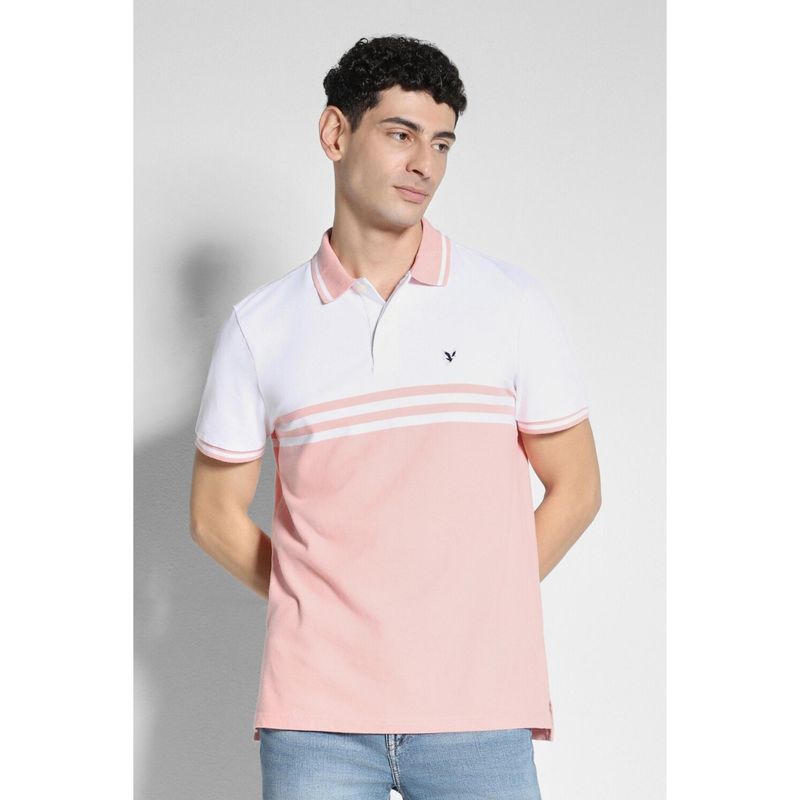 Buy American Eagle Men Pink Colorblock Collar Neck Regular Fit Polo T ...