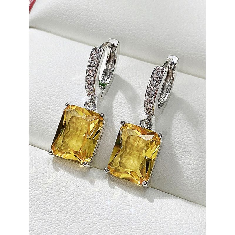 Buy Jewels Galaxy Silver Plated Yellow Rectangular American Diamond Ice ...