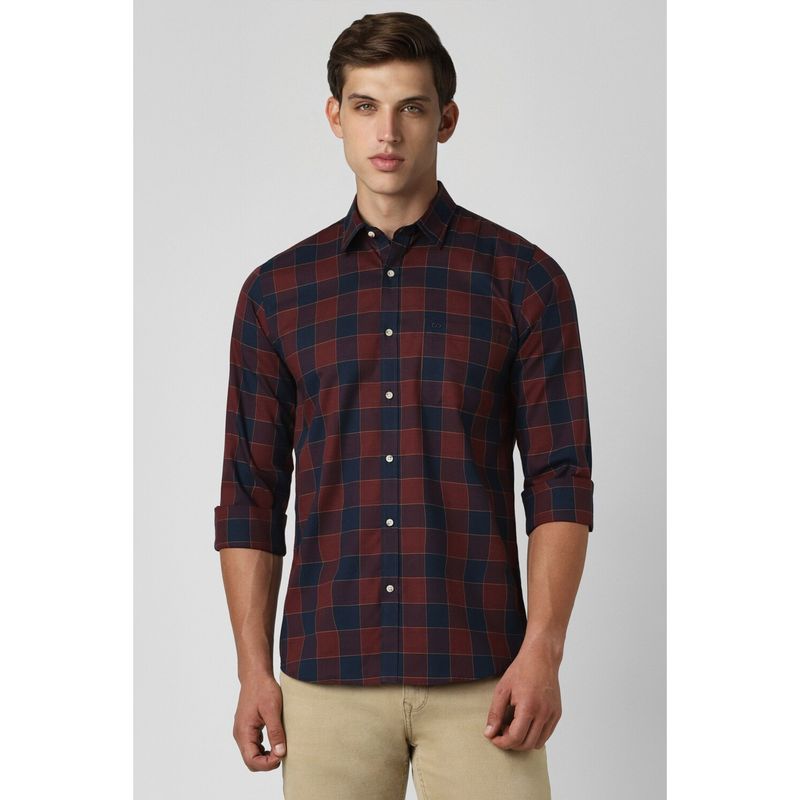 Buy Peter England Men Maroon Slim Fit Check Shirt Online